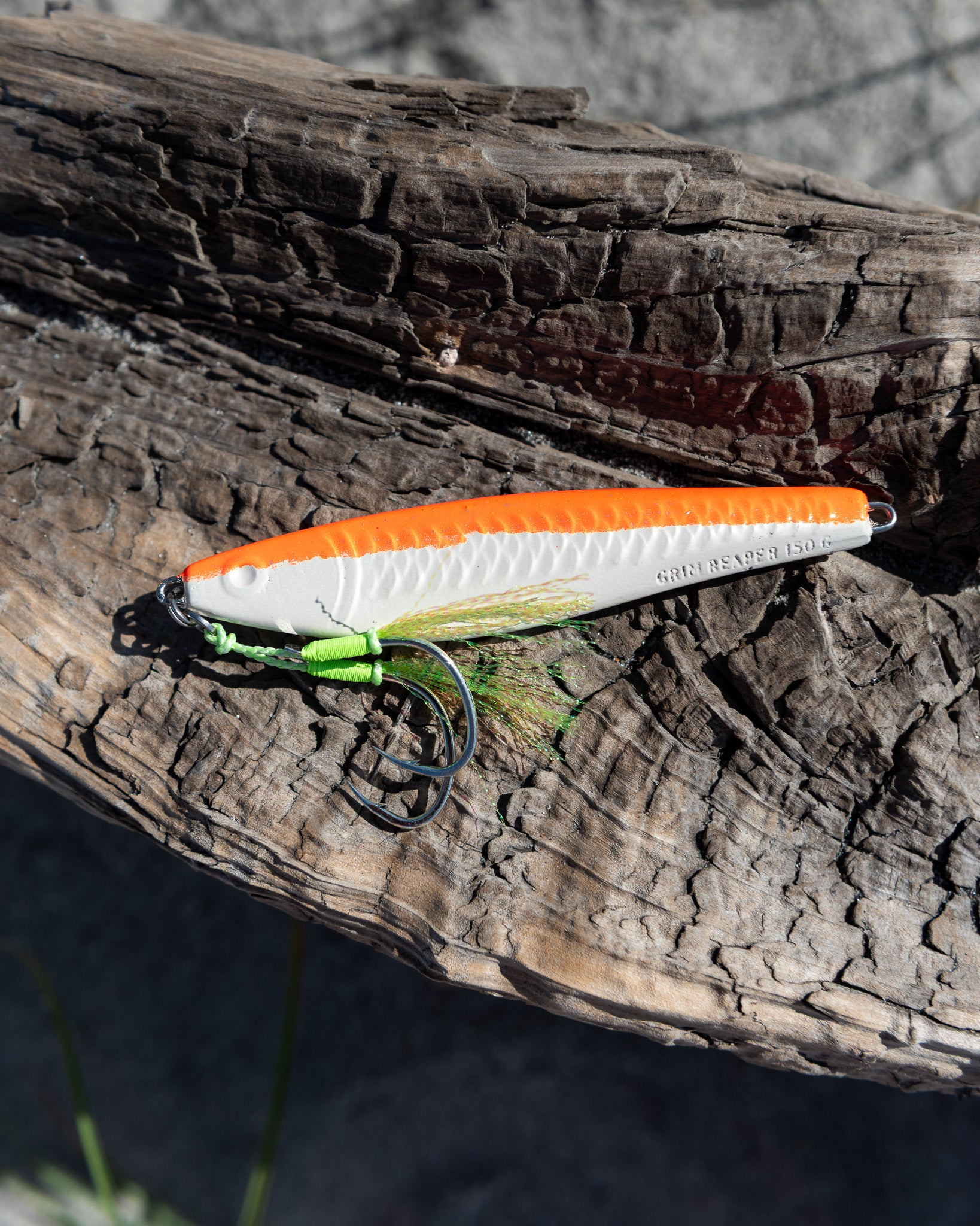 Orange White Kingfish Jig – NZ Slow Pitch & Fast Jig Lure – Grim Reaper ...